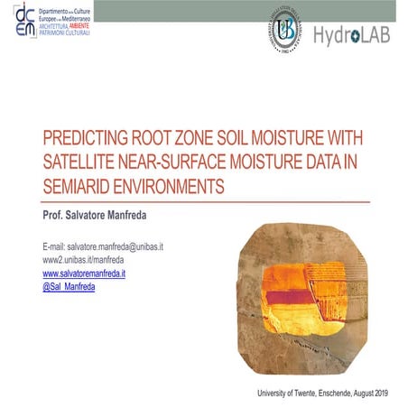 PREDICTING ROOT ZONE SOIL MOISTURE WITH SATELLITE NEAR-SURFACE MOISTURE DATA IN SEMIARID ...
