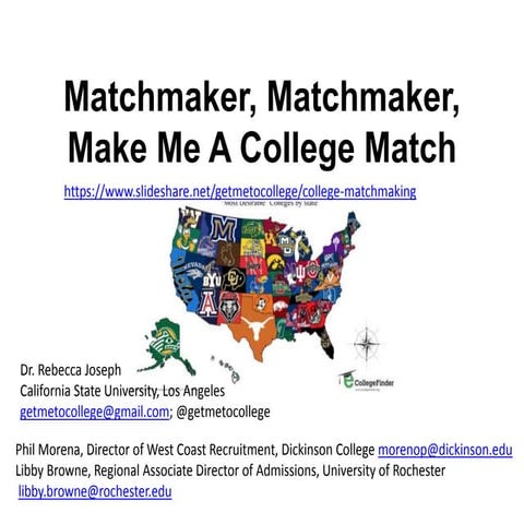 2019 Matchmaker, Matchmaker Make Me A College Match | PPTX