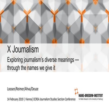 X Journalism: exploring journalism's diverse meanings – through the ...