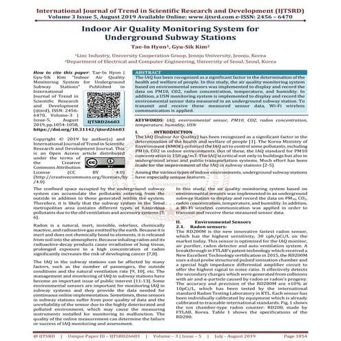 Indoor Air Quality Monitoring System for Underground Subway Stations | PDF