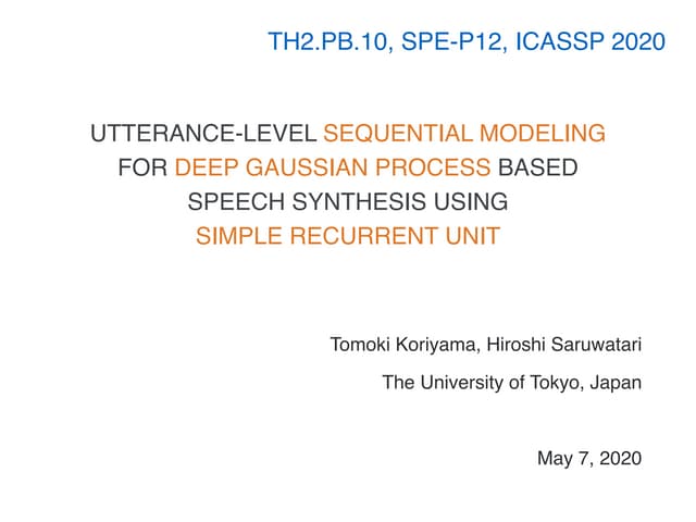 Utterance Level Sequential Modeling For Deep Gaussian Process Based Speech Synthesis Using