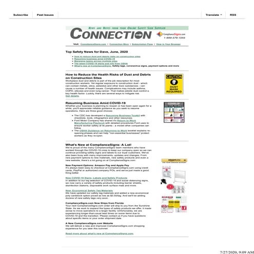 June 2020 Connection Workplace Safety Newsletter | PDF