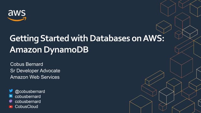 Aws Ssa Webinar 33 Getting Started With Databases On Aws Amazon Dynamodb Ppt