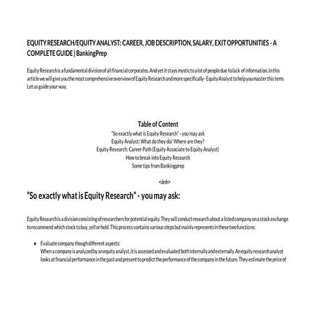 Equity Research Overview | DOCX