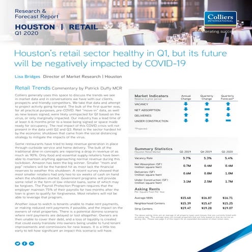 Q1 2020 | Houston Retail | Research & Forecast Report | PDF