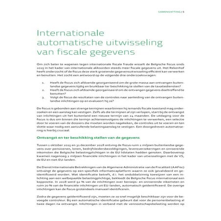 Rekenhof stelt vragen bij uitwisseling van fiscale gegevens | PDF