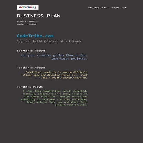 My 1-Day Coding EdTech Business Plan - Feedback Welcome | PDF