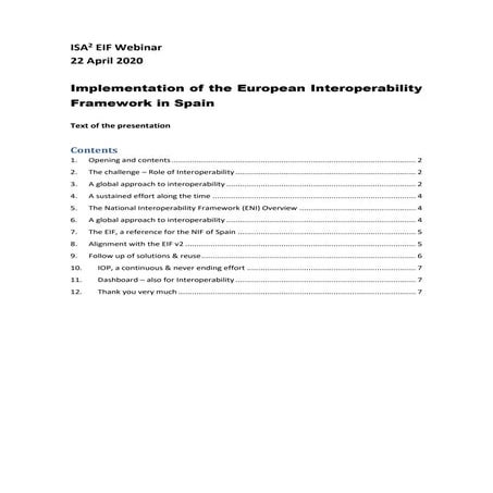 Implementation of the European Interoperability framework in Spain | PDF