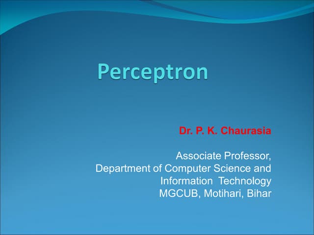 Perceptron Study Material with XOR example | PDF