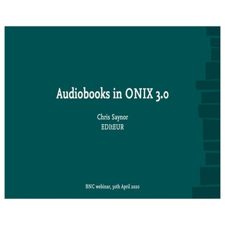 Audiobook metadata in ONIX | PDF