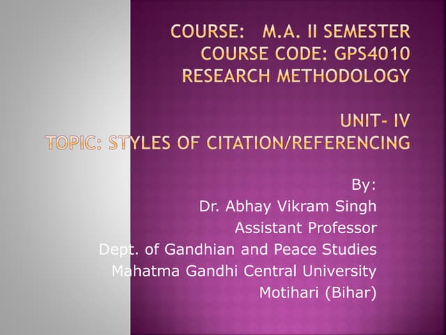 Different style of referencing | PPTX