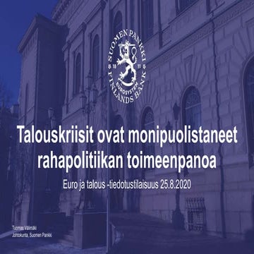 Johtokunnan jäsen Tuomas Välimäki rahamuseon tilaisuudessa Hyvä, paha ...