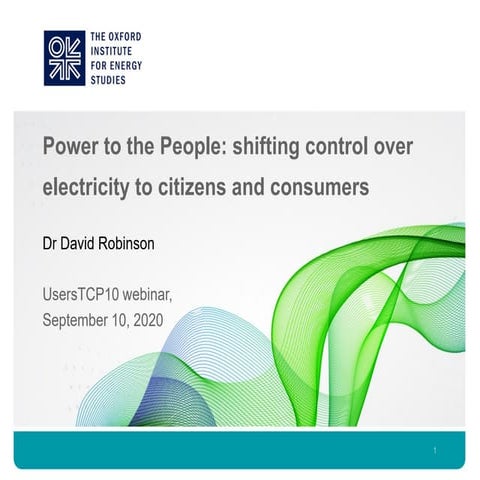 Power to the people: shifting control over electricity to citizens and ...
