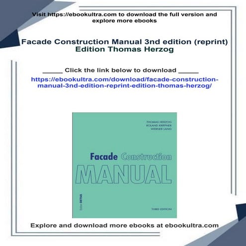 Facade Construction Manual 3nd edition (reprint) Edition Thomas Herzog | PDF