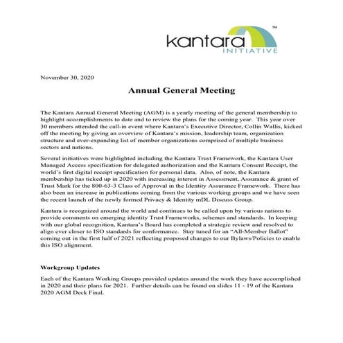 2020 Annual General Meeting Executive Summary | PDF