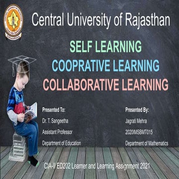 Self Learning, Cooperative and Collaborative Learning | PPTX