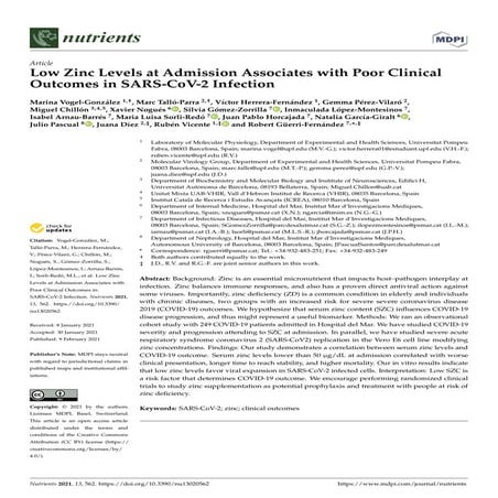 2020 Low Zinc Levels at Admission Associates with Poor Clinical ...