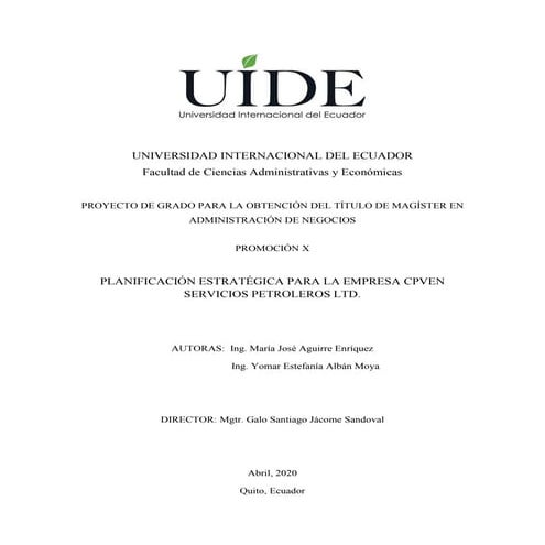 2020 planificación estratégica para la empresa cpven servicios ...