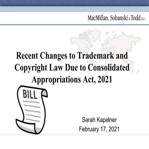 Recent Changes in Trademark and Copyright Law Due to Consolidated ...