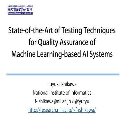 Quality Assurance of Machine Learning-based AI Systems | PDF