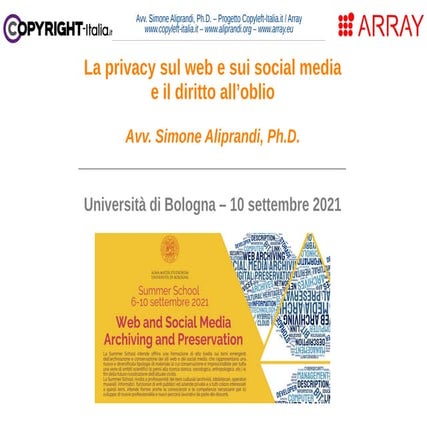 La privacy sul web e sui social media e il diritto all’oblio (sett ...