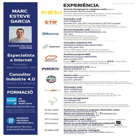 Marc Esteve Garcia, Formador y desarrollador web at Pr0j3ct