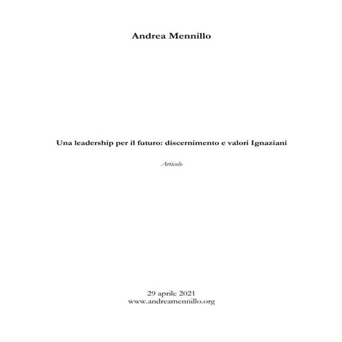 Una leadership per il futuro: discernimento e valori Ignaziani | PDF