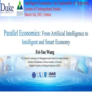 Parallel economics: from artificial intelligence to intelligent and ...