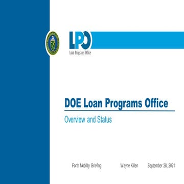 DOE Loan Programs Office by Wayne Killen | PPT