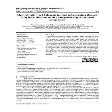 Multi Objective Load Balancing In Cloud Infrastructure Through Fuzzy Based Decision Making And