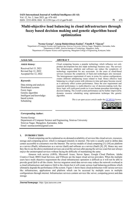 Multi Objective Load Balancing In Cloud Infrastructure Through Fuzzy Based Decision Making And
