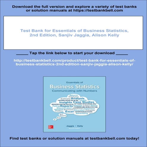 Test Bank for Essentials of Business Statistics, 2nd Edition, Sanjiv ...