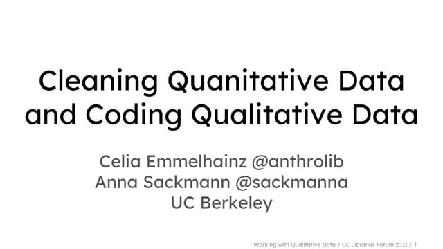Cleaning Quantitative Data And Coding Qualitative Data Ppt