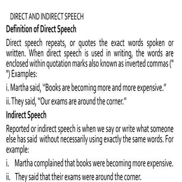 Changing direct statements to reported statements