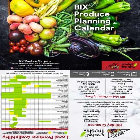 2021 BIX Produce Planning Calendar | PDF | National & Civic Holidays ...