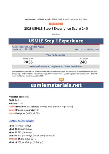 UWSA 1 2021 For USMLE Step 1 Exam | PDF