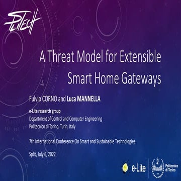 A Threat Model for Extensible Smart Home Gateways | PDF