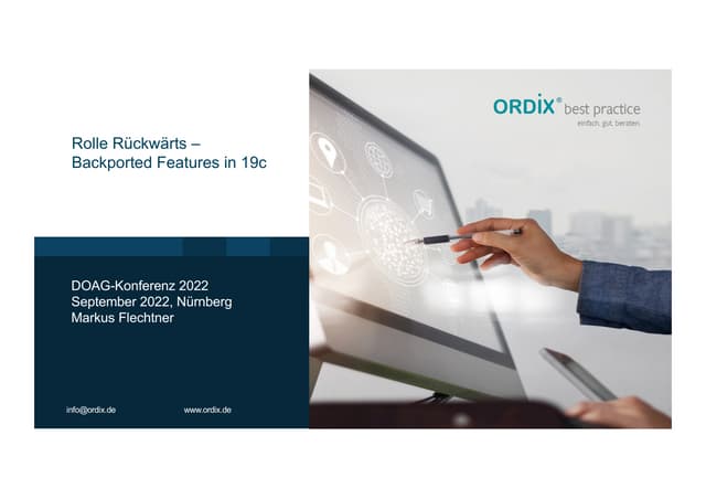 Rolle Rückwärts - Backported Features in Oracle Database 19c | PPT Rolle Rückwärts - Backported Features in Oracle Database 19c | PPT