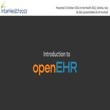 Introduction to openEHR - InterHealth 2022 | PDF | Databases | Computer Software and Applications