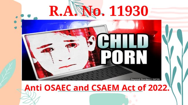 Anti-Online Sexual Abuse or Exploitation of Children (OSAEC) and Anti ...