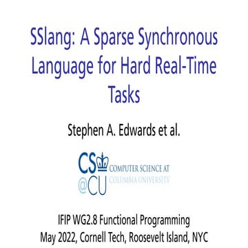 SSlang: A Sparse Synchronous Language for Hard Real-Time Tasks | PDF