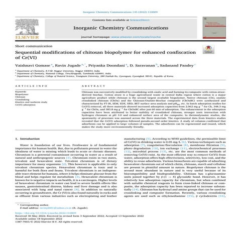 2022 - Sequential modifications of chitosan biopolymer for enhanced ...
