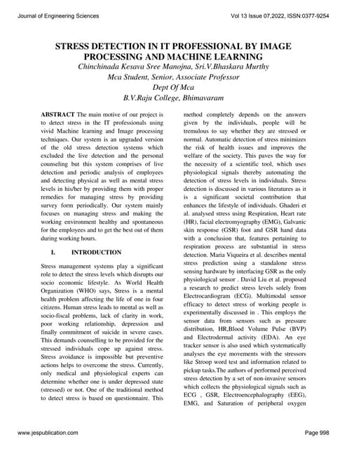 STRESS DETECTION USING MACHINE LEARNING | PDF