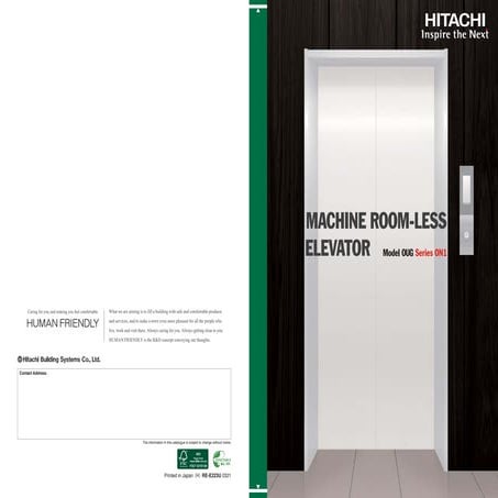 Catalog Thang máy Hitachi model OUG-ON1 | PDF