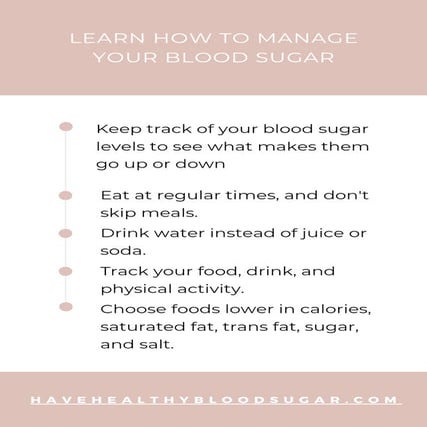 How To Manage Your Blood Sugar | PDF