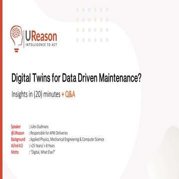 Webinar Digital Twins in Data-Driven Maintenance | UReason Webinar | PPT
