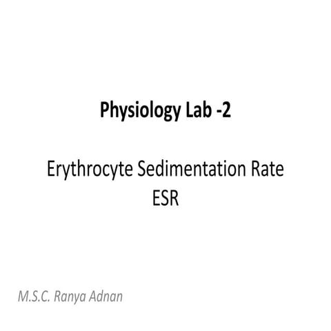 Erythrocyte Sedimentation Rate | PPTX
