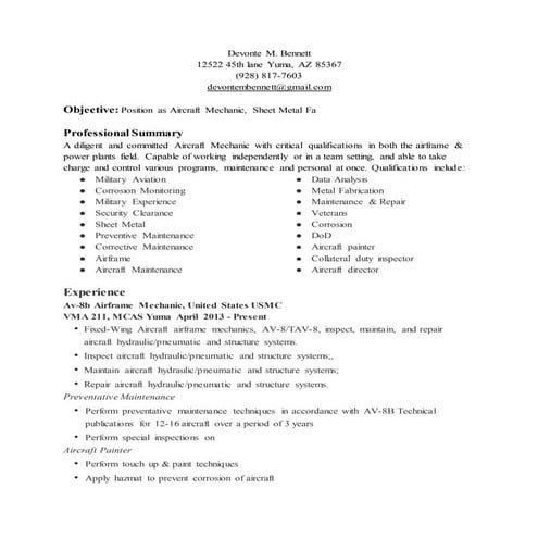 aviation resume | DOCX