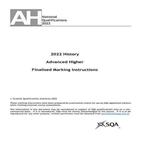 SQA Higher History exam (paper 1) - 2023 (marking instructions) | PDF