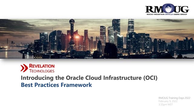 Introducing The Oracle Cloud Infrastructure Oci Best Practices
